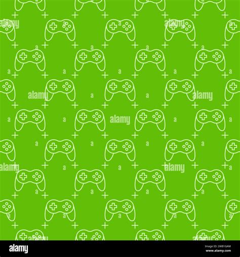 Gamepad For Pc Vector Wireless Game Controller Concept Green Seamless Pattern In Thin Line Style