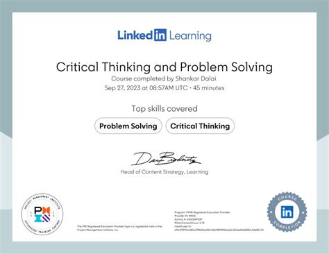 Just Finished The Course “critical Thinking And Problem Solving” By Madecraft And Eric Zackrison