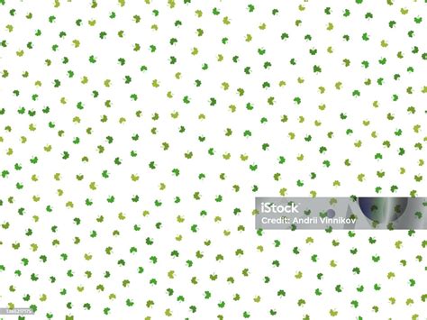 흰색 배경에 녹색 클로버 잎이있는 매끄러운 패턴 현수막 포장지 및 홍보 용품에 대한 클로버와 축제 성 패트릭의 날 배경 벡터 일러스트레이션 3월에 대한 스톡 벡터 아트 및