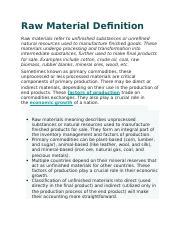 Raw Material Docx Raw Material Definition Raw Materials Refer To Unfinished Substances Or
