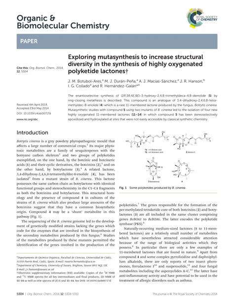 Pdf Cheminform Abstract Exploring Mutasynthesis To Increase Structural Diversity In The