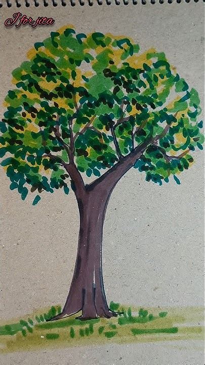 সহজ পদ্ধতিতে গাছ আঁকা। Treedrawing Youtube