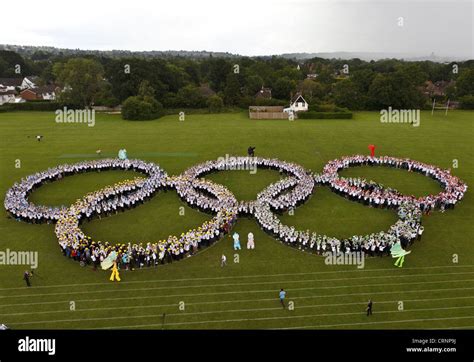 Elevated View Of World Record To Form The Largest Human Olympic Rings
