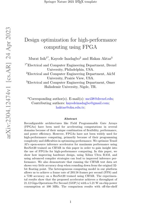 pdf design optimization for high performance computing using fpga