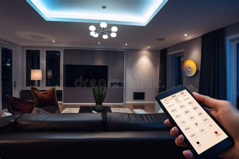 Person Setting Up Custom Home Automation System With Motion Sensors And Smart Lighting Stock