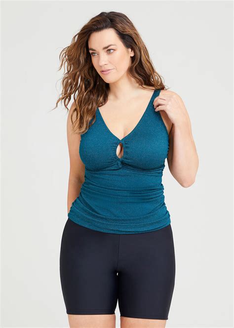 Shop Plus Size Metallic Tankini Green Taking Shape Au