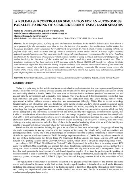 Pdf A Rule Based Controller Simulation For An Autonomous Parallel Parking Of A Car Like Robot