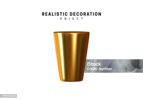 3d 오브젝트 사실적인 메탈릭 골드 컬러 흰색 배경에 격리된 기하학적 요소입니다 형상 셰이프입니다 벡터 일러스트레이션 0명에 대한 스톡 벡터 아트 및 기타 이미지 Istock