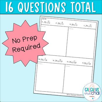 Infinite Limits And Limits At Infinity By Calculus And Chai TPT