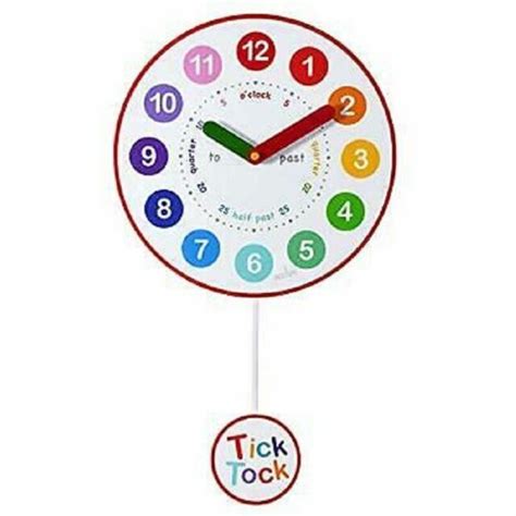 Acctim Tick Tock Round Wall Mounted Learning Pendulum Fun School Clock