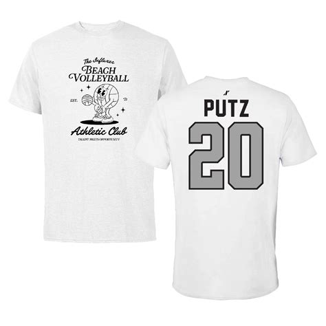 20 Kaelyn Putz Beach Volleyball White Influxer Athletic Club Tee