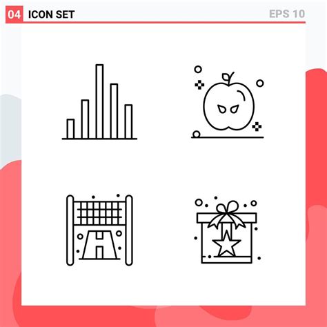 Collection Of 4 Vector Icons In Line Style Modern Outline Symbols For Web And Mobile Line Icon