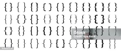 대괄호 아이콘 컬렉션입니다 텍스트 대괄호 아이콘 집합입니다 벡터 일러스트 레이 션 괄호에 대한 스톡 벡터 아트 및 기타 이미지 괄호 곱슬 머리 대화 풍선 문자 기호