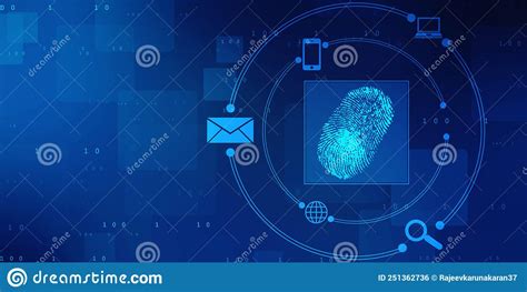 Abstract Security System Concept With Fingerprint On Technology Background Fingerprint Scanning