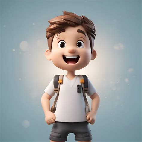 Illustration 3d Dun Mignon écolier Avec Un Sac à Dos Sur Le Dos