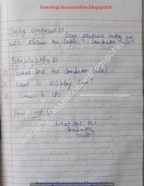 Lesson Plan For Computer Science On Computer Units