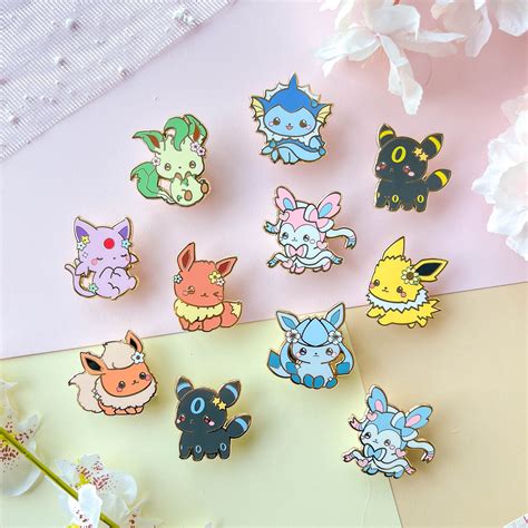 Cute Eeveelution Enamel Pins Jolteon Pin Sylveon Pin Vaporeon Pin