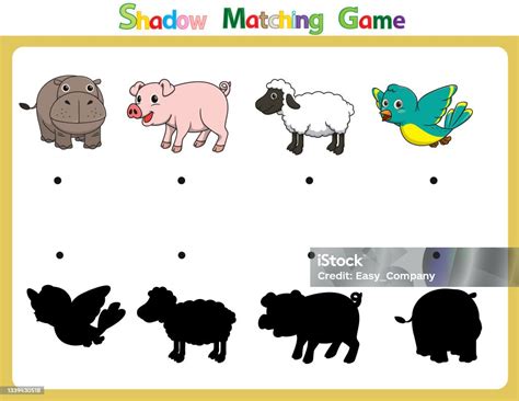 다른 모양의 그림자를 학습하기위한 벡터 그림입니다 어린이 마녀 4 만화 이미지 하마 돼지 양 새를 위해 0명에 대한 스톡 벡터 아트 및 기타 이미지 Istock