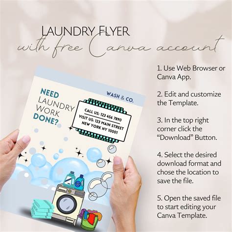 Editable Laundry Service Flyer Canva Laundry Shop Advertising Template