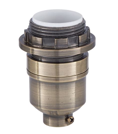 Bandp Lamp® Antique Brass Finish Med Base Modern Keyless Lamp Socket With Uno Ring