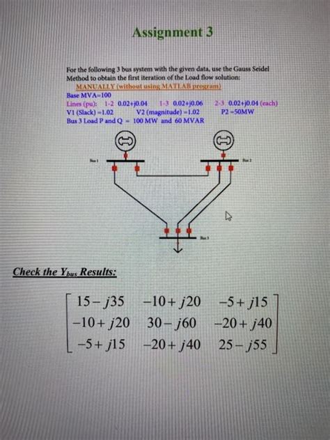 solved assignment 3 for the following 3 bus system with the