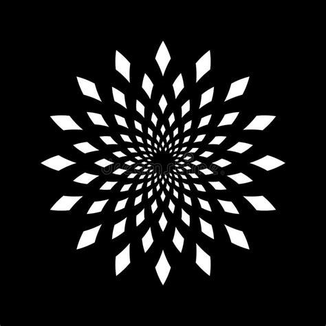 Abstract Round Radial Dots Pattern White Circle Design Element On Black Background Stock Vector