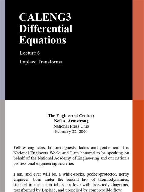 Caleng3 Lecture 6 Laplace Transforms 1 Pdf Laplace Transform