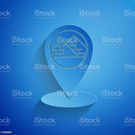 파란색 배경에 격리 이집트 피라미드 아이콘 종이 컷지도 포인터 종이 아트 스타일입니다 벡터 일러스트레이션 0명에 대한 스톡 벡터 아트 및 기타 이미지 Istock