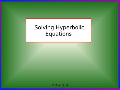 Solving Hyperbolic Equations A Level Further Maths Teaching Resources
