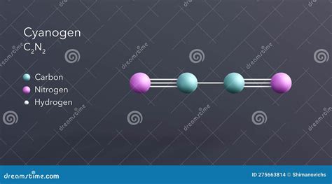 Cyanogen Molecule 3d Rendering Flat Molecular Structure With Chemical