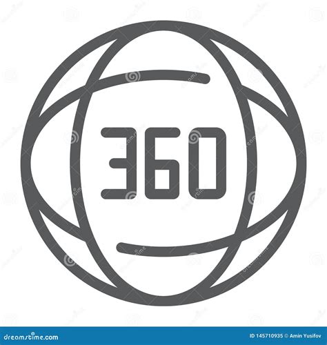 360 Degree Line Icon Angle And View Rotate Sign Vector Graphics A Linear Pattern On A White