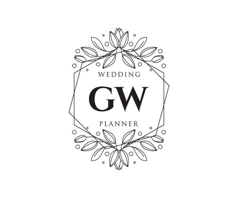 Gw Initials Letter Wedding Monogram Logos Collection Hand Drawn Modern Minimalistic And Floral