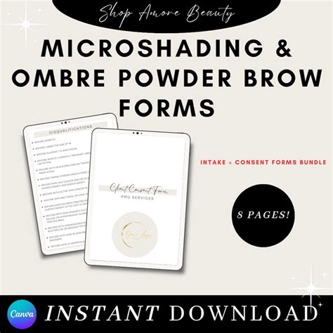 Ombre Powder Brows Consent Form Ombre Brow Intake Form Microshading Consent Form Microblading