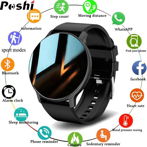 Relógio Digital Inteligente Poshi Homem De Pulso Ip67 À Prova Dágua Tela Sensível Ao Toque