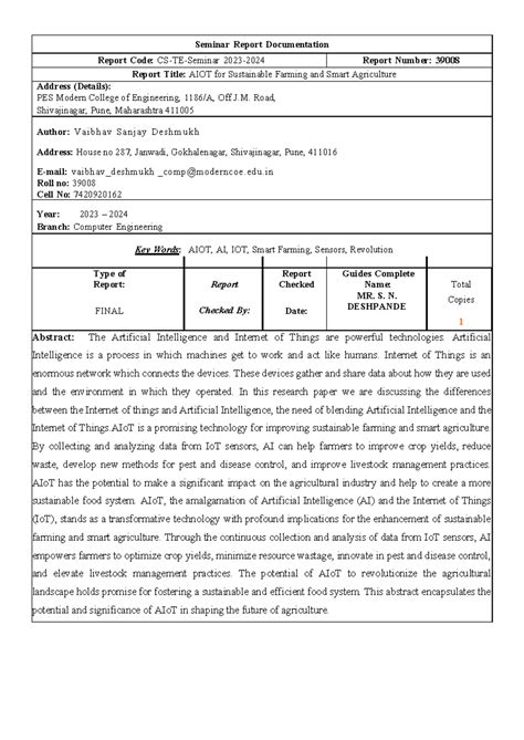 Report Document Seminar Report Documentation Report Code Cs Te