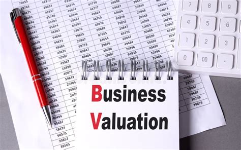 Business Valuation Text On Notebook With Chart Pen And Calculator