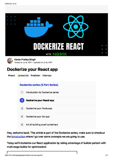 Dockerize Your React App Dev Community 👩 💻👨 💻 Karan Pratap Singh