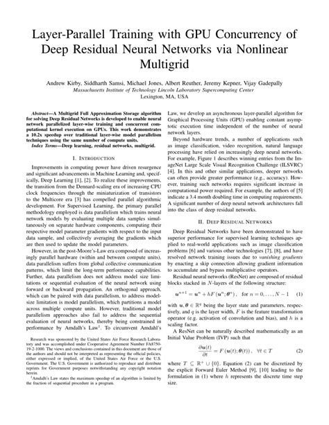 Pdf Layer Parallel Training With Gpu Concurrency Of Deep Residual Neural Networks Via