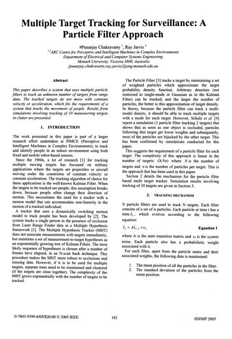 Pdf Multiple Target Tracking For Surveillance A Particle Filter Approach