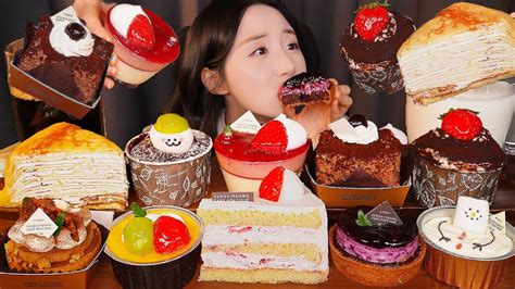 성심당 조각 케이크 털기🍰 키리쉬 케이크 And 딸기 브라우니 And 크레이프 먹방 Asmr Strawberry Chocolate Cake Mukbang Youtube