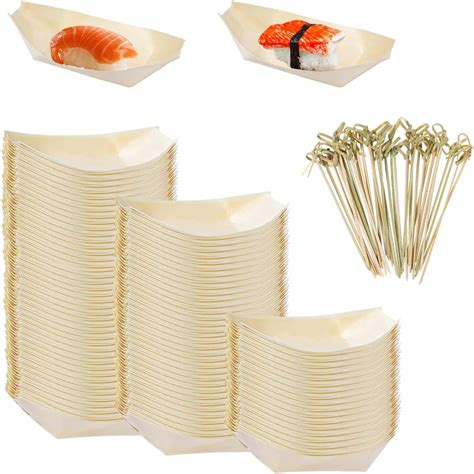 Wathfkcu 3 5 Inch Disposable Bamboo Wooden Sushi Boat