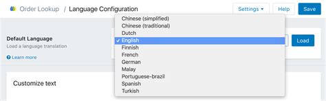 Language Configuration Order Lookup Knowledge Base