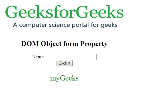 HTML DOM Object Form Property GeeksforGeeks HTML DOM Object Form Property GeeksforGeeks