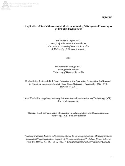 Fillable Online 1 Nji07515 Application Of Rasch Measurement Model In Measuring Fax Email