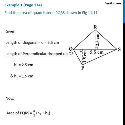 Find The Area Of Quadrilateral Pqrs Shown In Figure Area Class 8