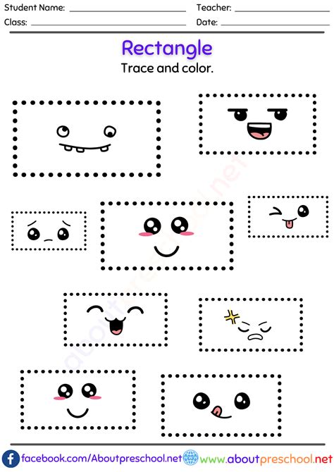 Rectangle Shape Trace And Color Worksheet