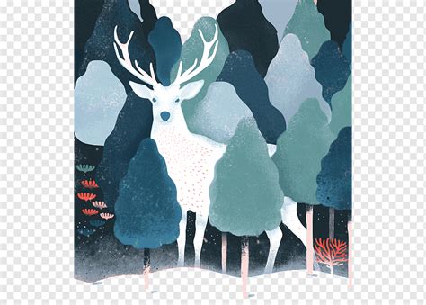 그래픽 디자인 Behance 그림 그리기 만화 그린 엘크 숲 수채화 그림 만화 캐릭터 드 렸 어 요 Png Pngwing