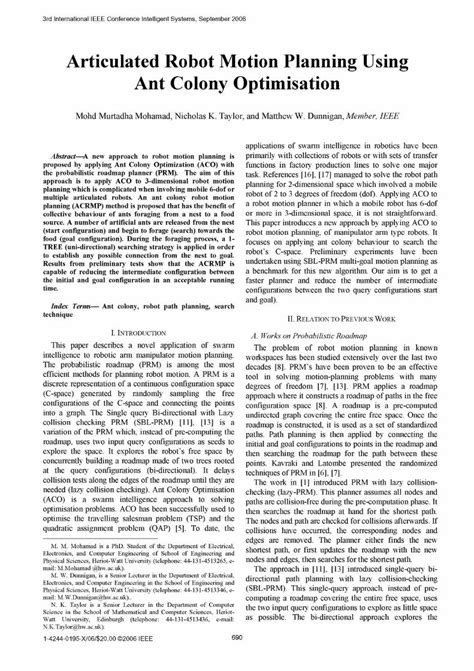 Pdf Articulatedrobotmotion Planningusing Ant Colony Optimisationeprintsutmmyideprint4252