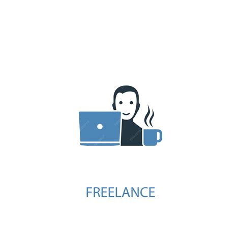 프리랜서 개념 2 색 아이콘입니다 간단한 파란색 요소 그림입니다 프리랜서 개념 기호 디자인입니다 웹 및 모바일 Uiux에 사용할 수 있습니다 프리미엄 벡터