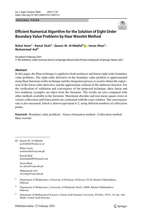 Pdf Efficient Numerical Algorithm For The Solution Of Eight Order